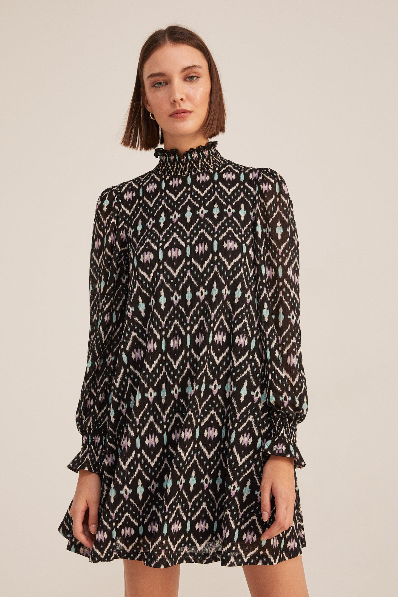 Vestido Fluido Estampado Ikat | Vestidos para mujer | Springfield-MX