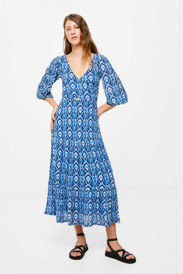 Vestido Midi Cruce Escote Abertura Vestidos Para Mujer Springfield MX Vestido Midi Cruce Escote Abertura Vestidos Para Mujer Springfield MX