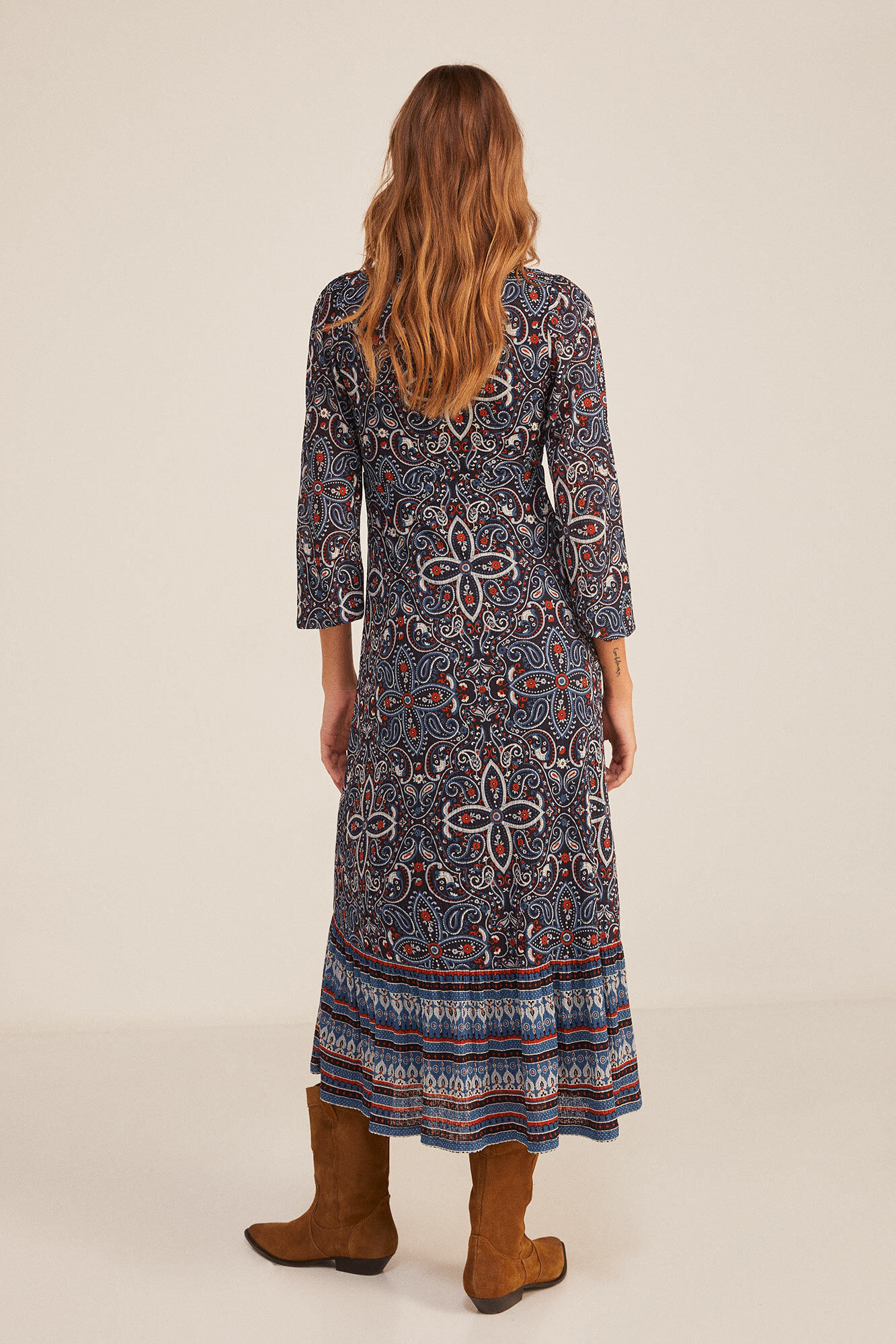 Vestido Midi Etampado Cenefas | Vestidos para mujer | Springfield-MX