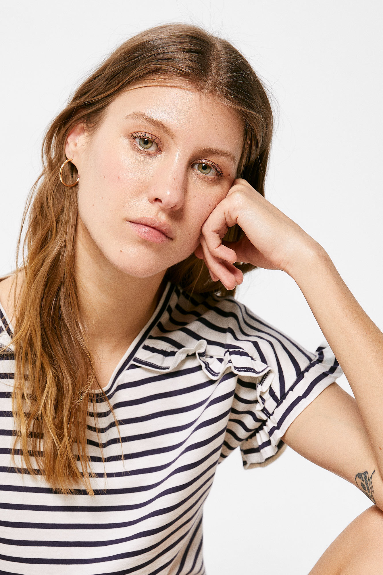 Playera Rayas Volantes | Playeras para mujer | Springfield-MX