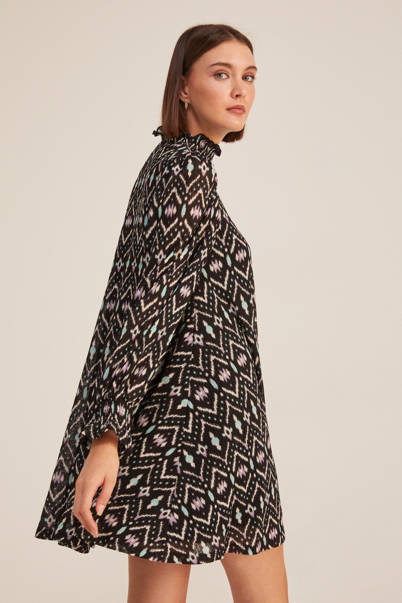 Vestido Fluido Estampado Ikat | Vestidos para mujer | Springfield-MX