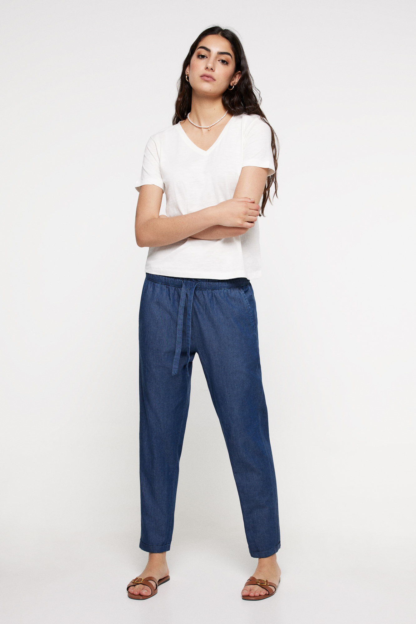 Pantalón light denim. | Pantalones de mujer | Springfield-MX
