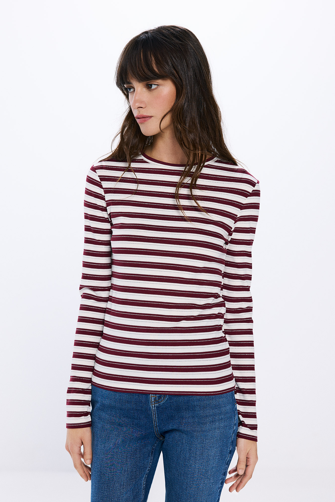 Playera rayas lurex | Playeras para mujer | Springfield-MX