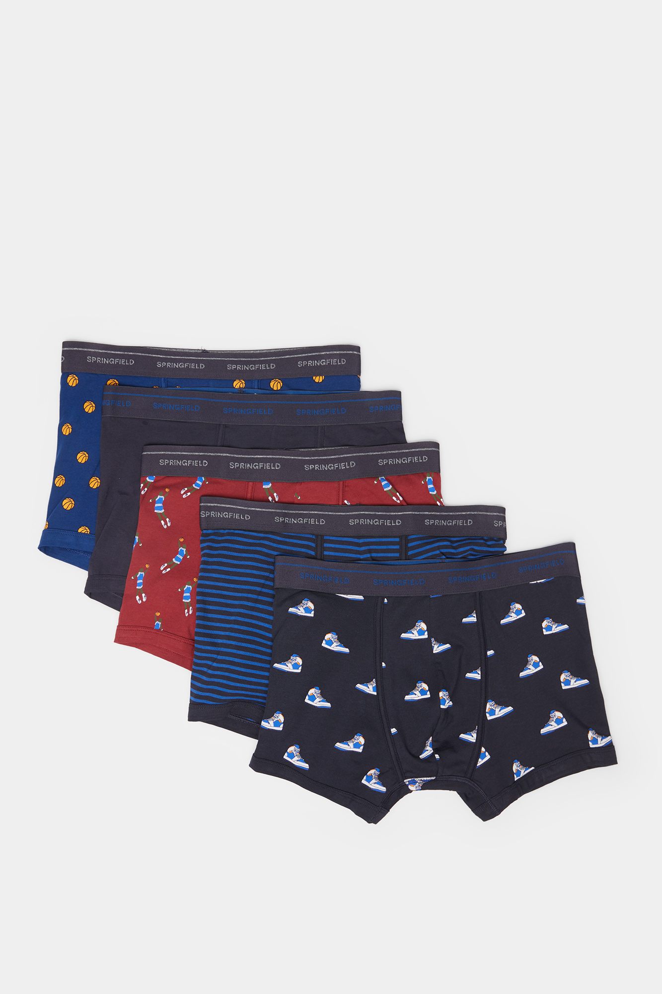 Pack 5 bóxers basket | Bóxers para hombre | Springfield-MX